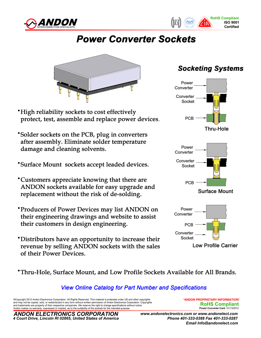 Andon Electronics Corporation - Power Converter Sockets - Power Converter Sockets